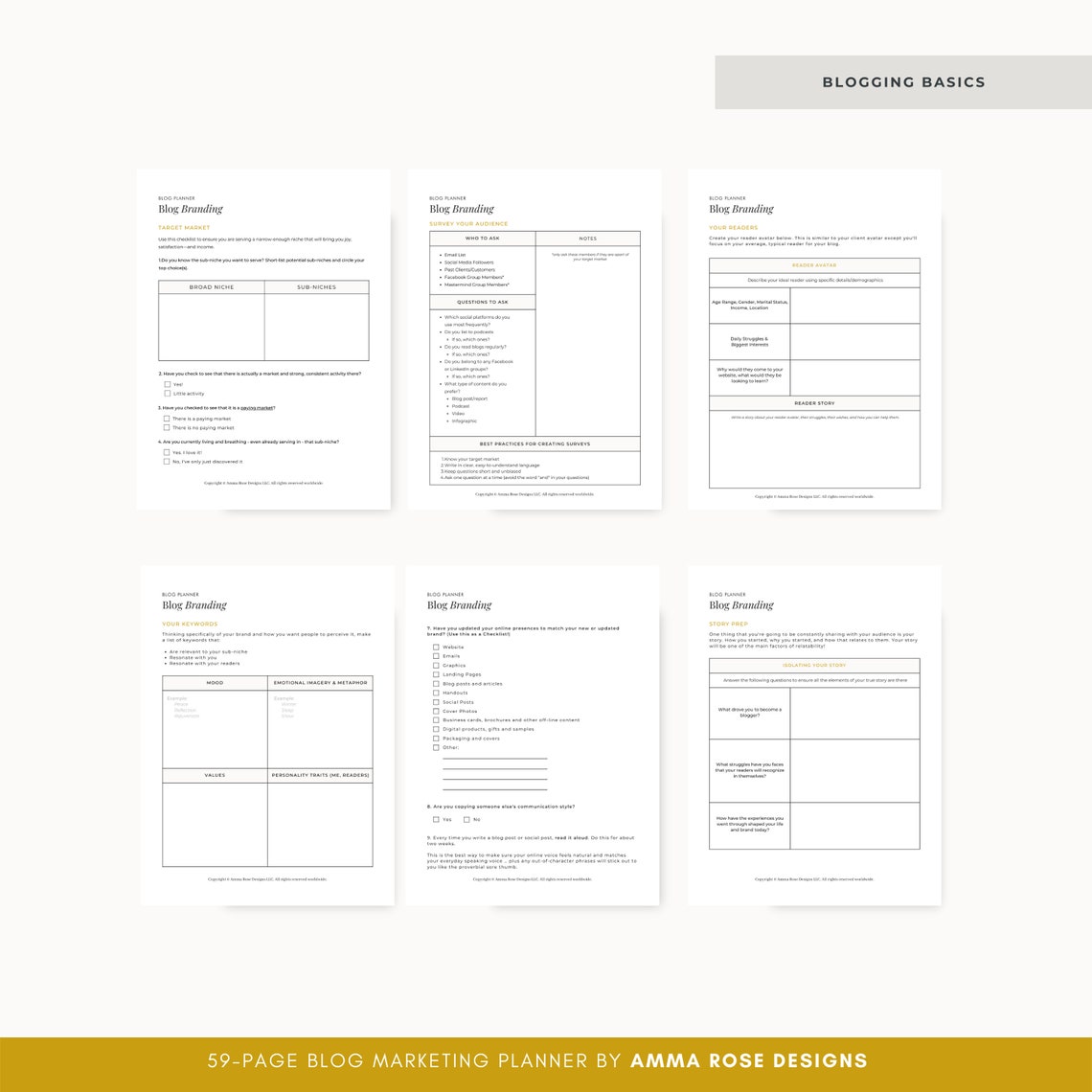 Printable Blog Workbook Blog Planner Blog Post Planner | Etsy