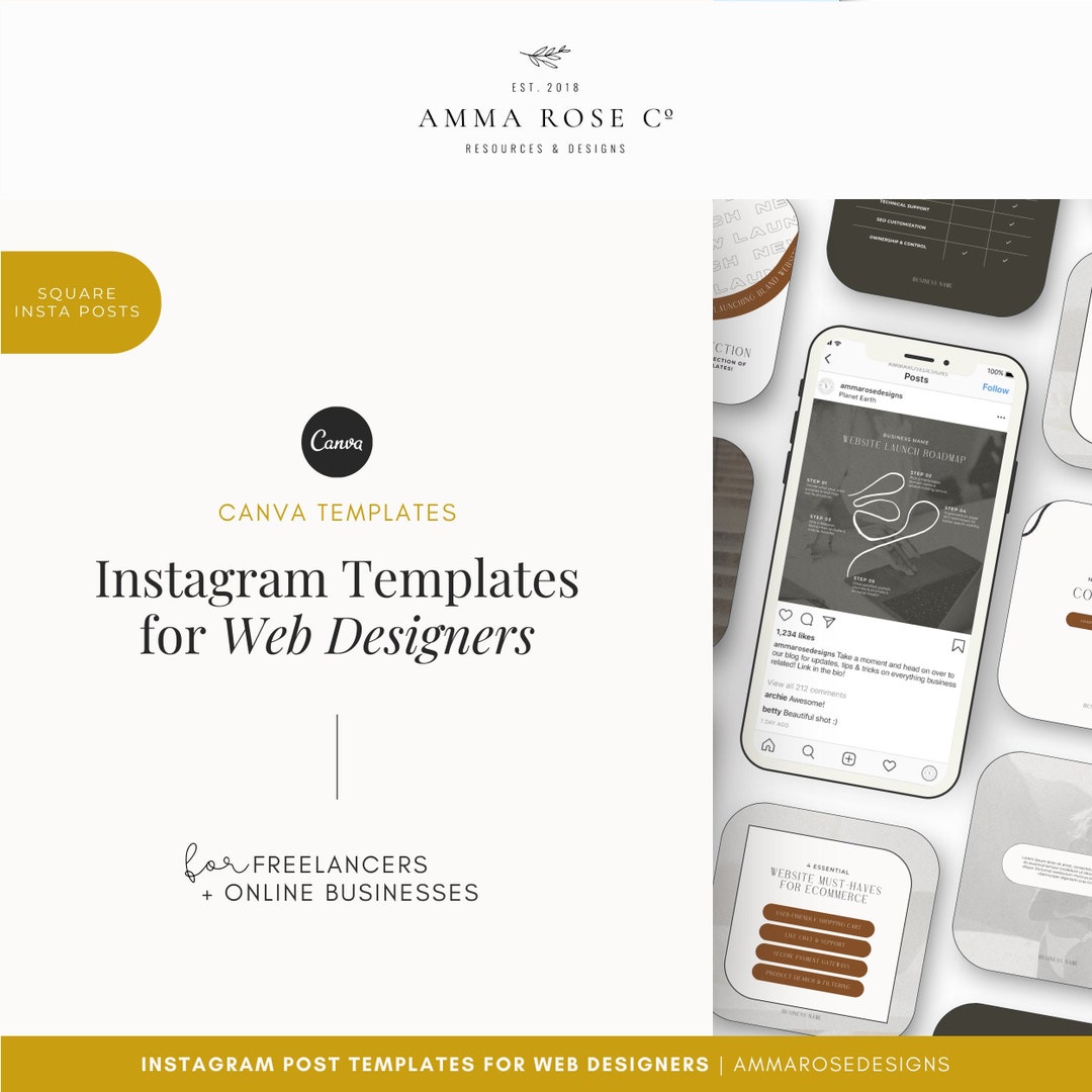 Web Designer Instagram Post Templates | Instagram Canva Template | Web ...