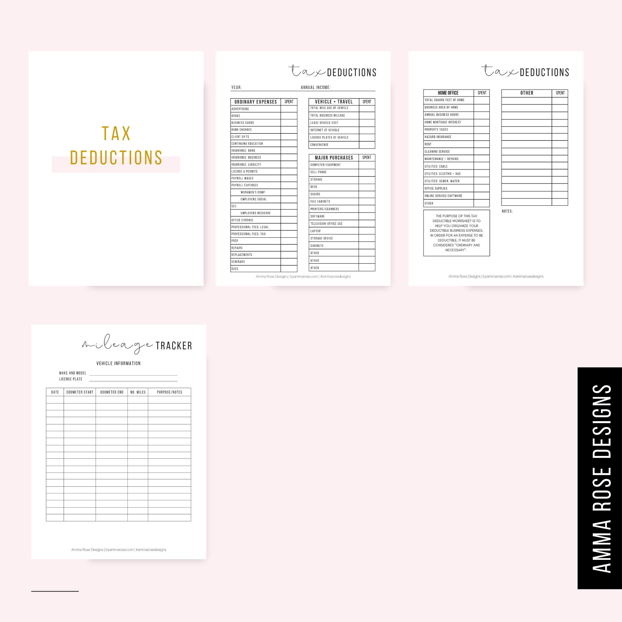 Business Tax Deductibles and Mileage Tracker | Mileage Log | Business ...