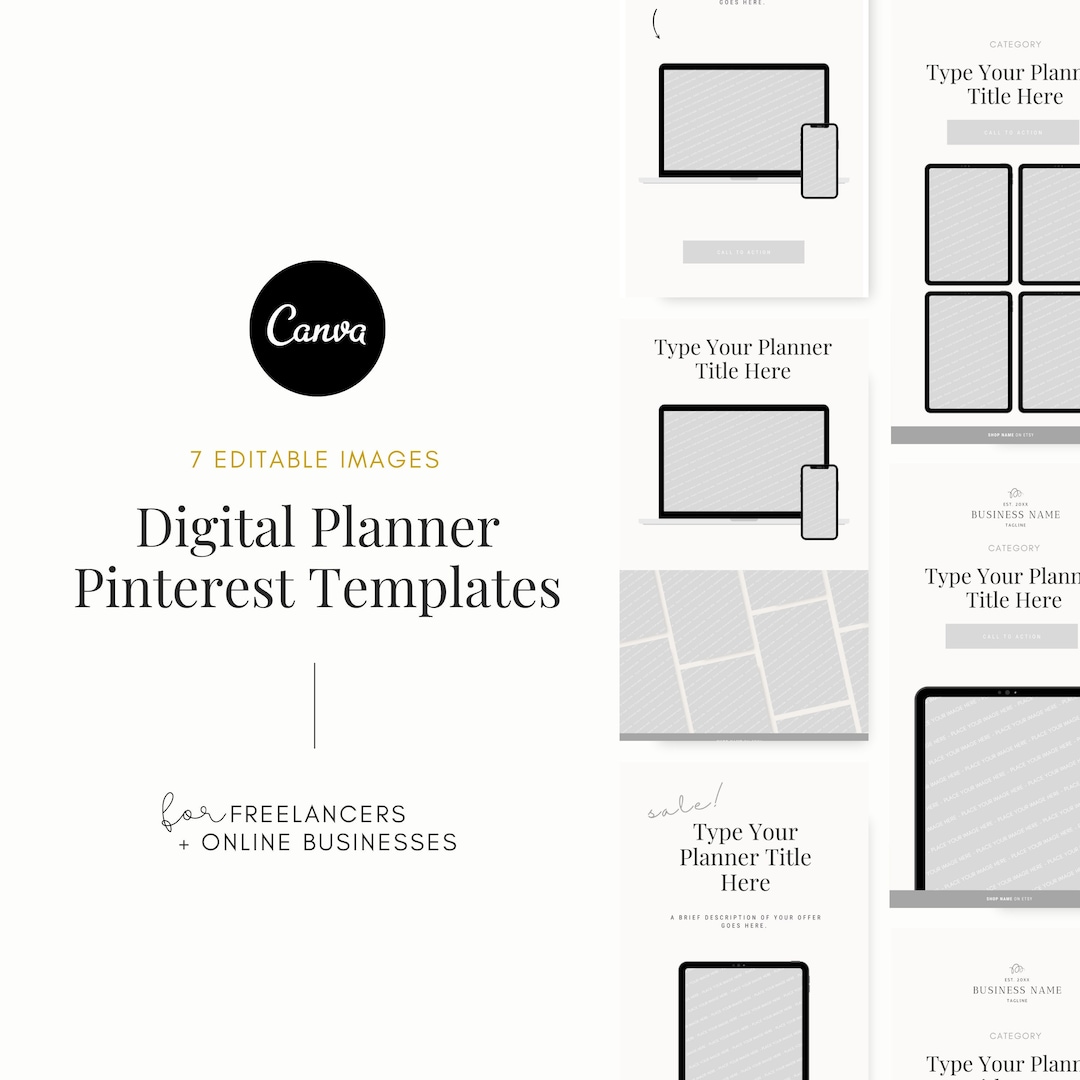 Pinterest Templates for Digital Planners | Planner Pages Mockup ...