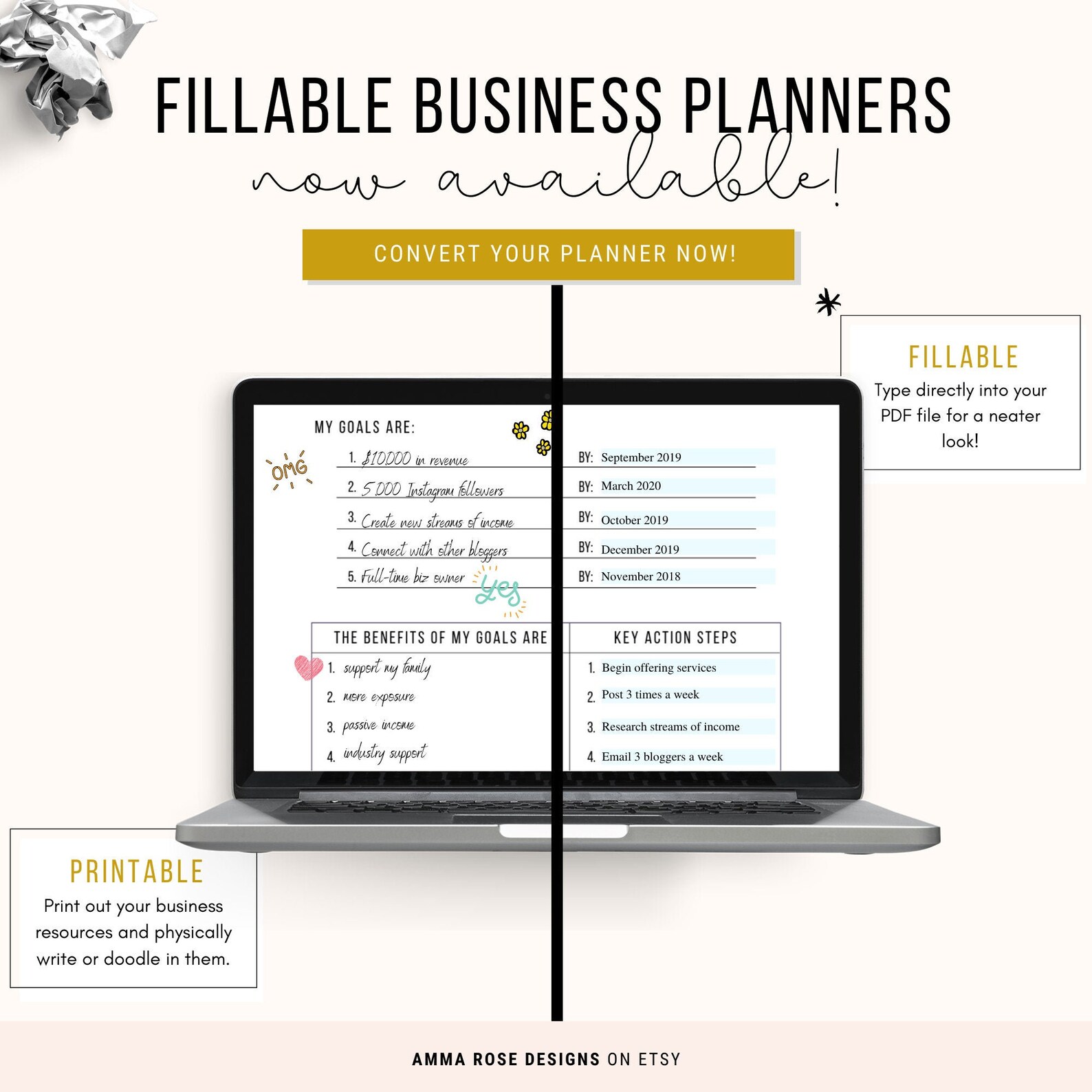 Make My Planner Fillable Convert Your Business Planner Into | Etsy