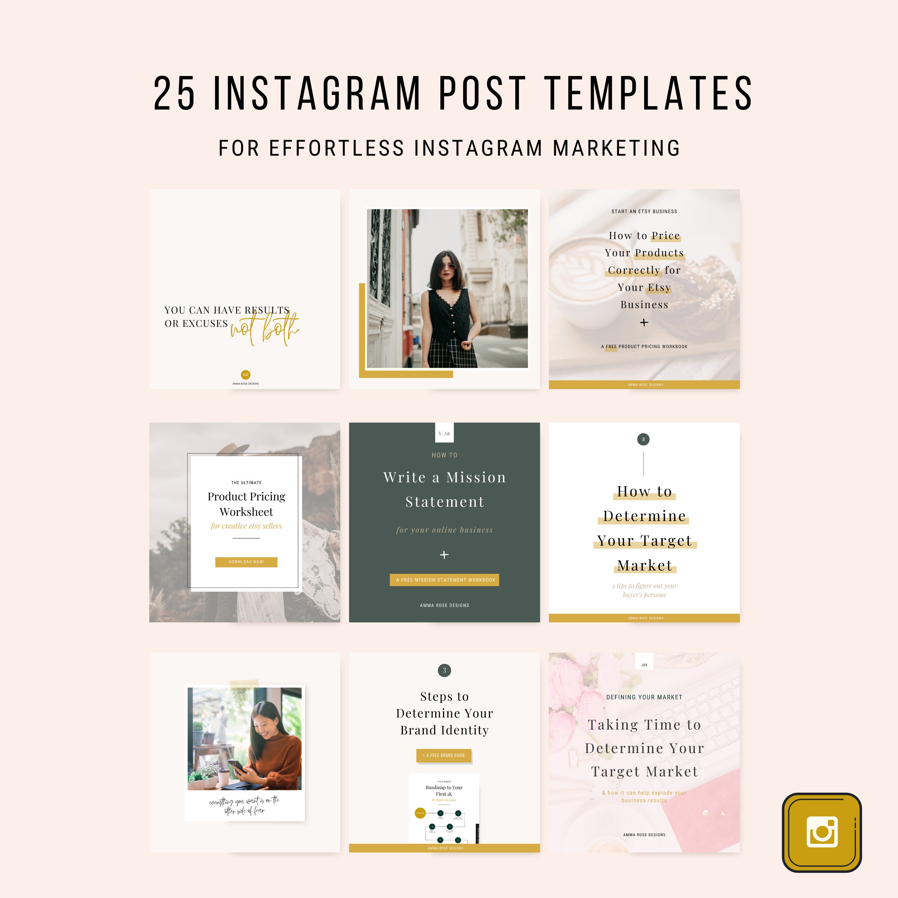 Contemporary Social Media Template Bundle | Aesthetic Instagram ...
