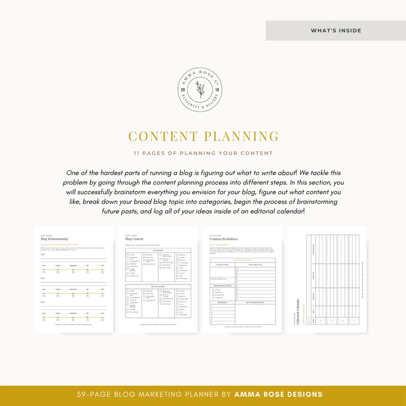 Printable Blog Workbook | Blog Planner | Blog Post Planner, Blog ...