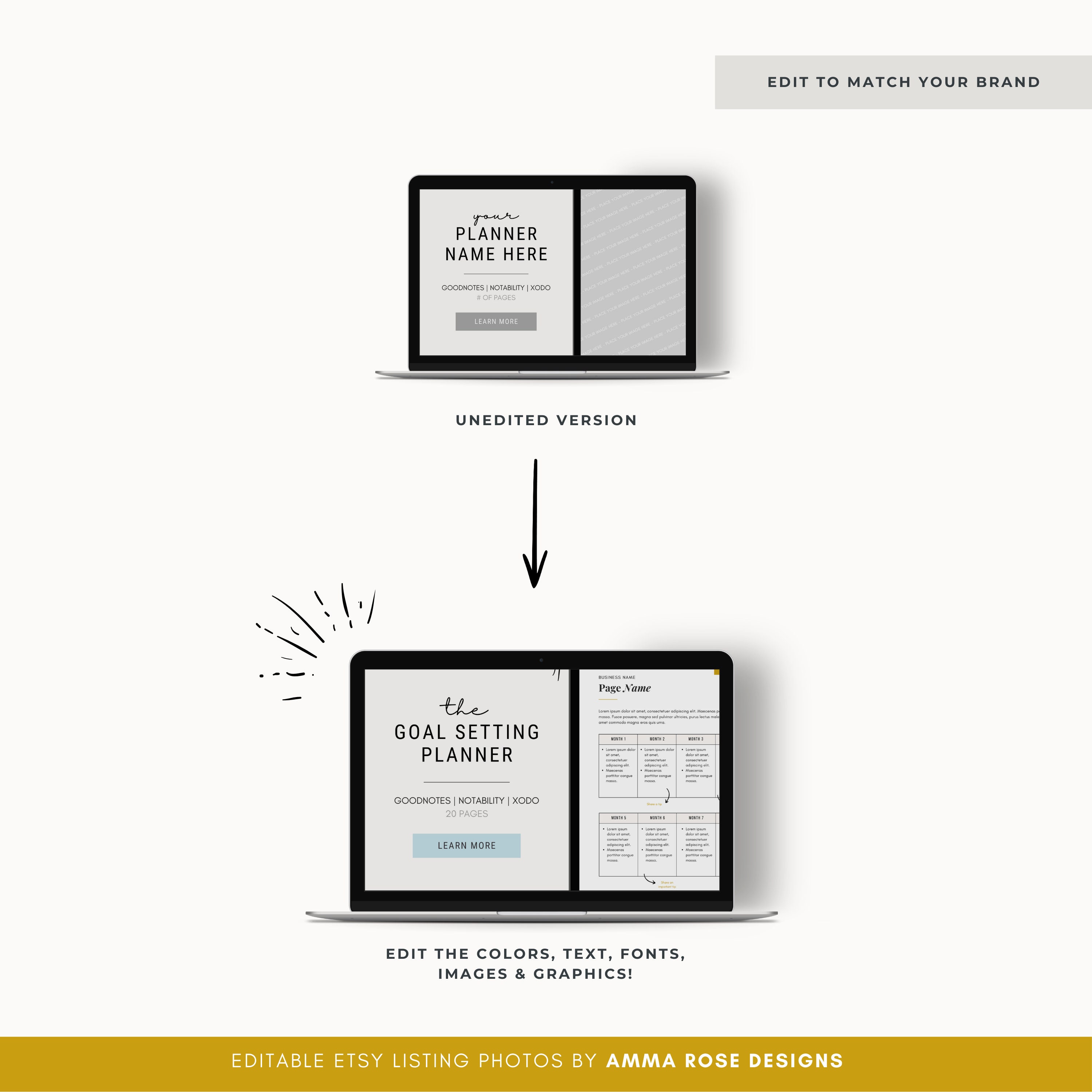 Digital Planner Listing Photo Mockup Planner Template - Etsy