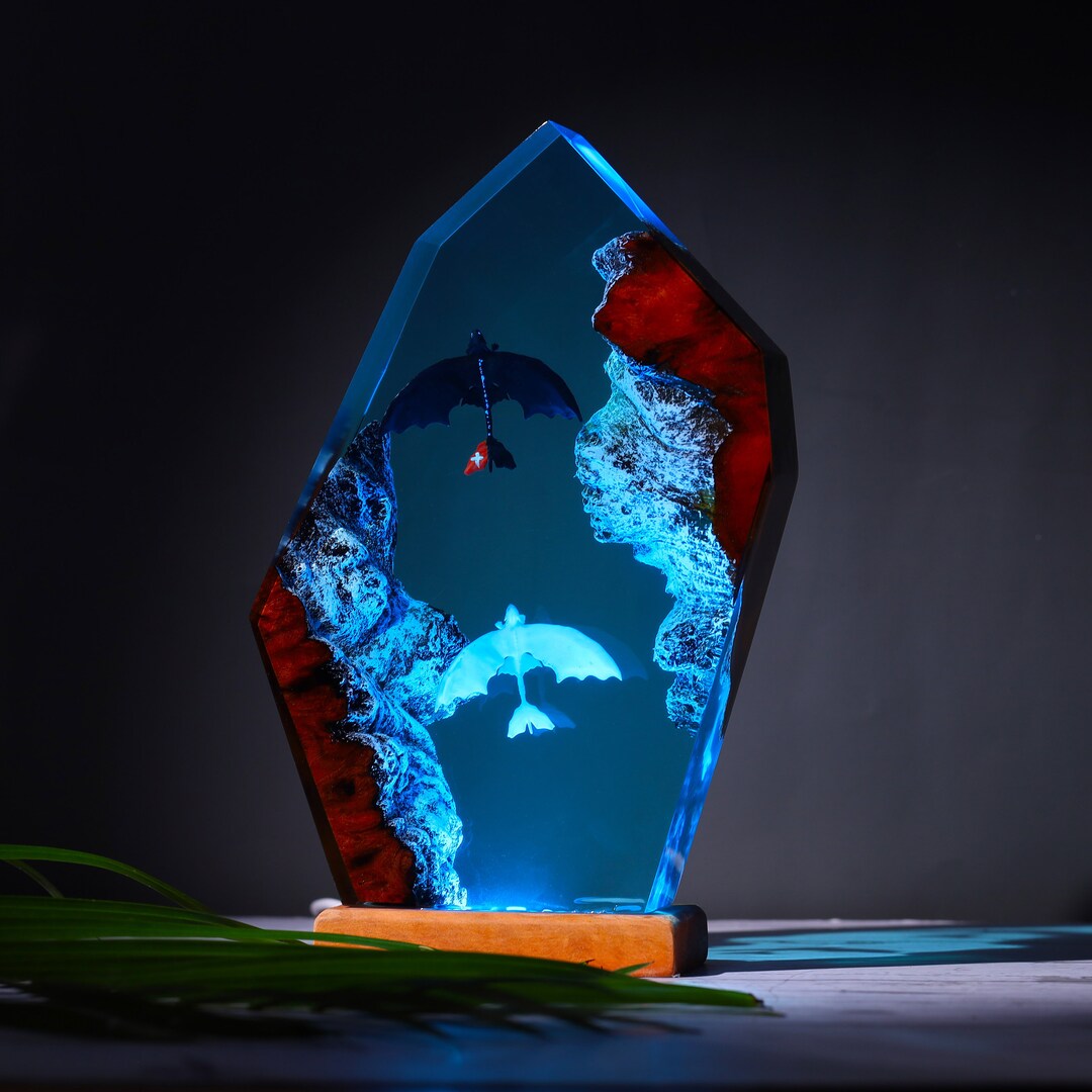 Toothless Night Lights, Toothless and Light Fury Epoxy Lamp Table Lamp ...