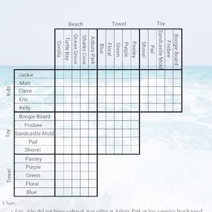 Summer Themed Logic Puzzle - Etsy
