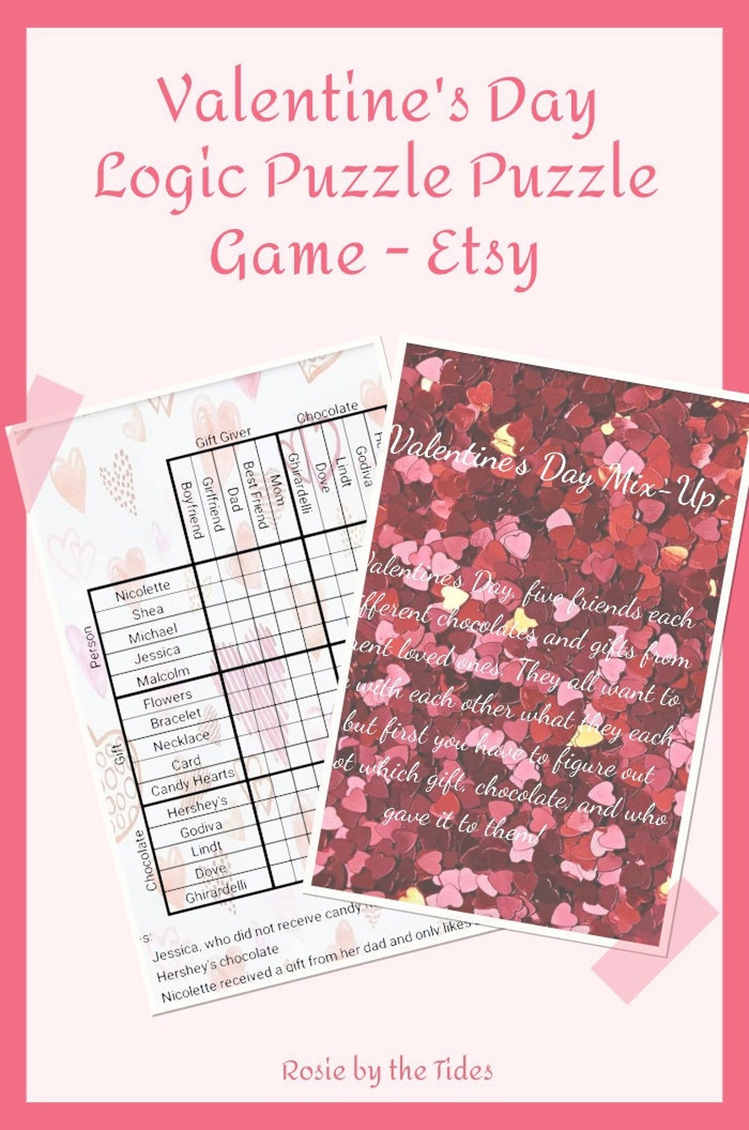 Valentine's Day Logic Puzzle, Puzzle Game - Etsy