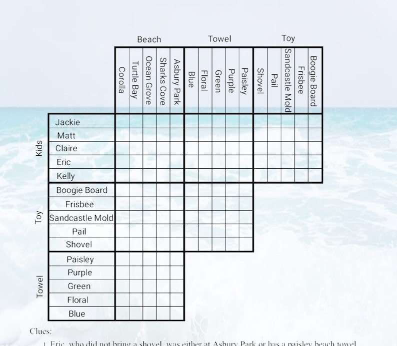 Summer Themed Logic Puzzle - Etsy