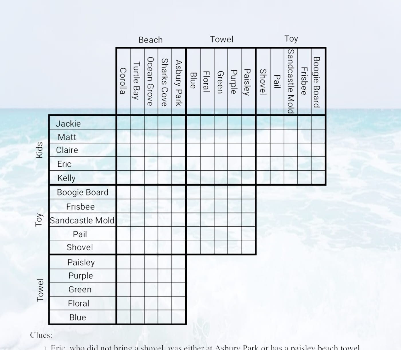 Summer Themed Logic Puzzle - Etsy