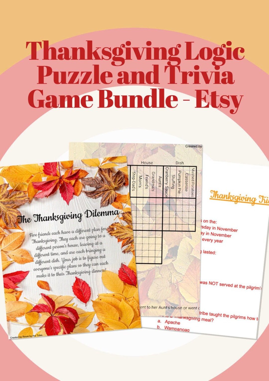 Thanksgiving Party Games: Logic Puzzle and Trivia Game Bundle - Etsy