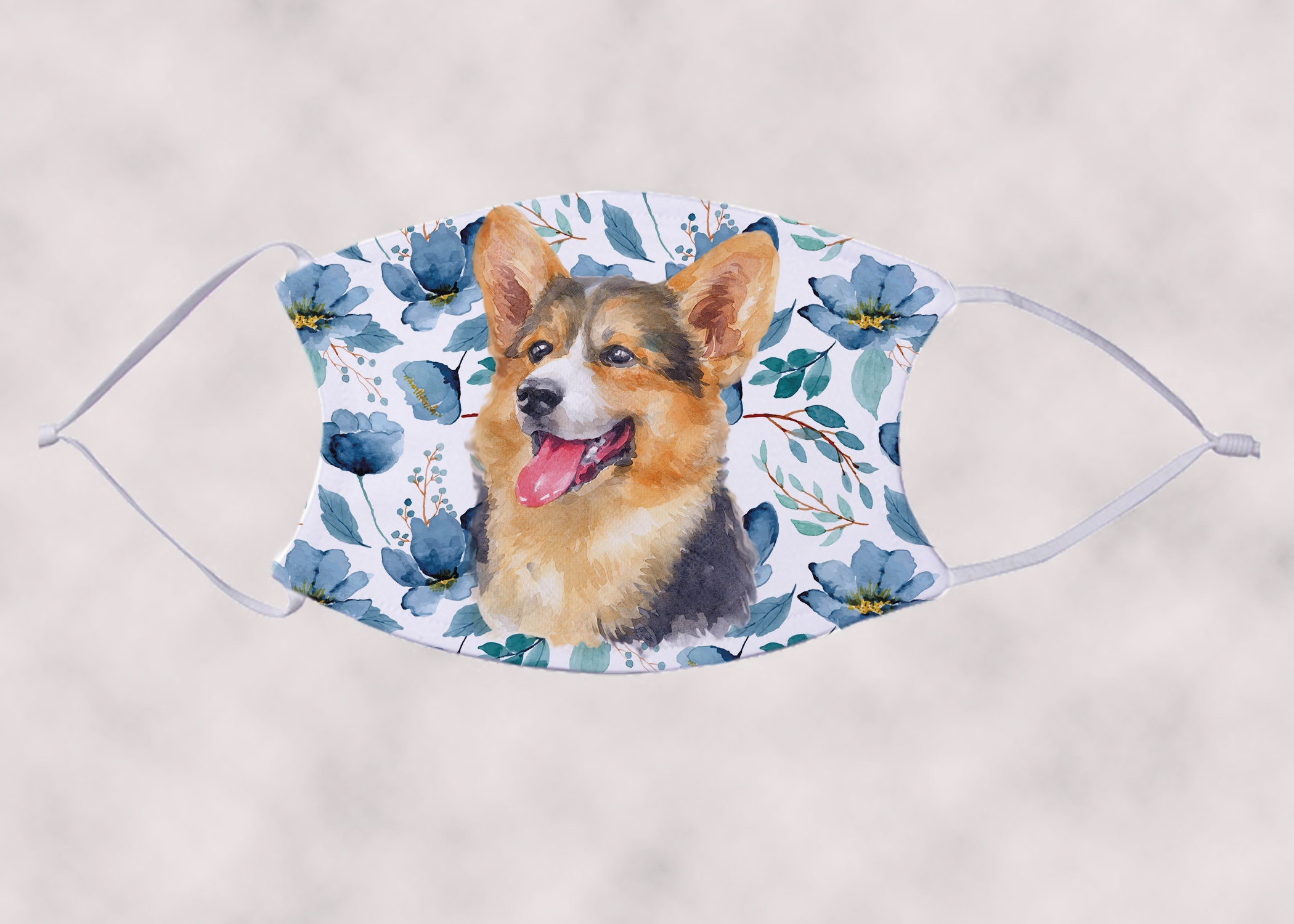 Corgi Face Mask Washable Reusable Face Mask Cloth Face Mask | Etsy