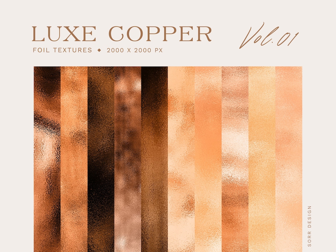 10 Luxe Copper Digital Textures, Copper Foil, Design, Metallic, Digital ...