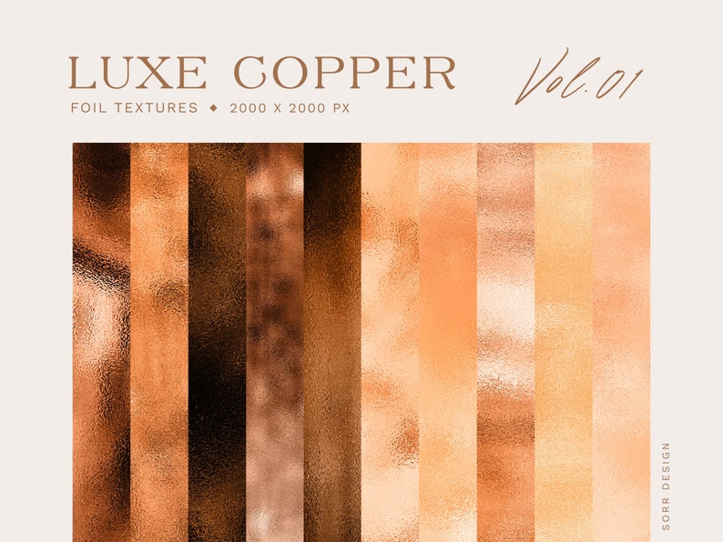 10 Luxe Copper Digital Textures, Copper Foil, Design, Metallic, Digital ...
