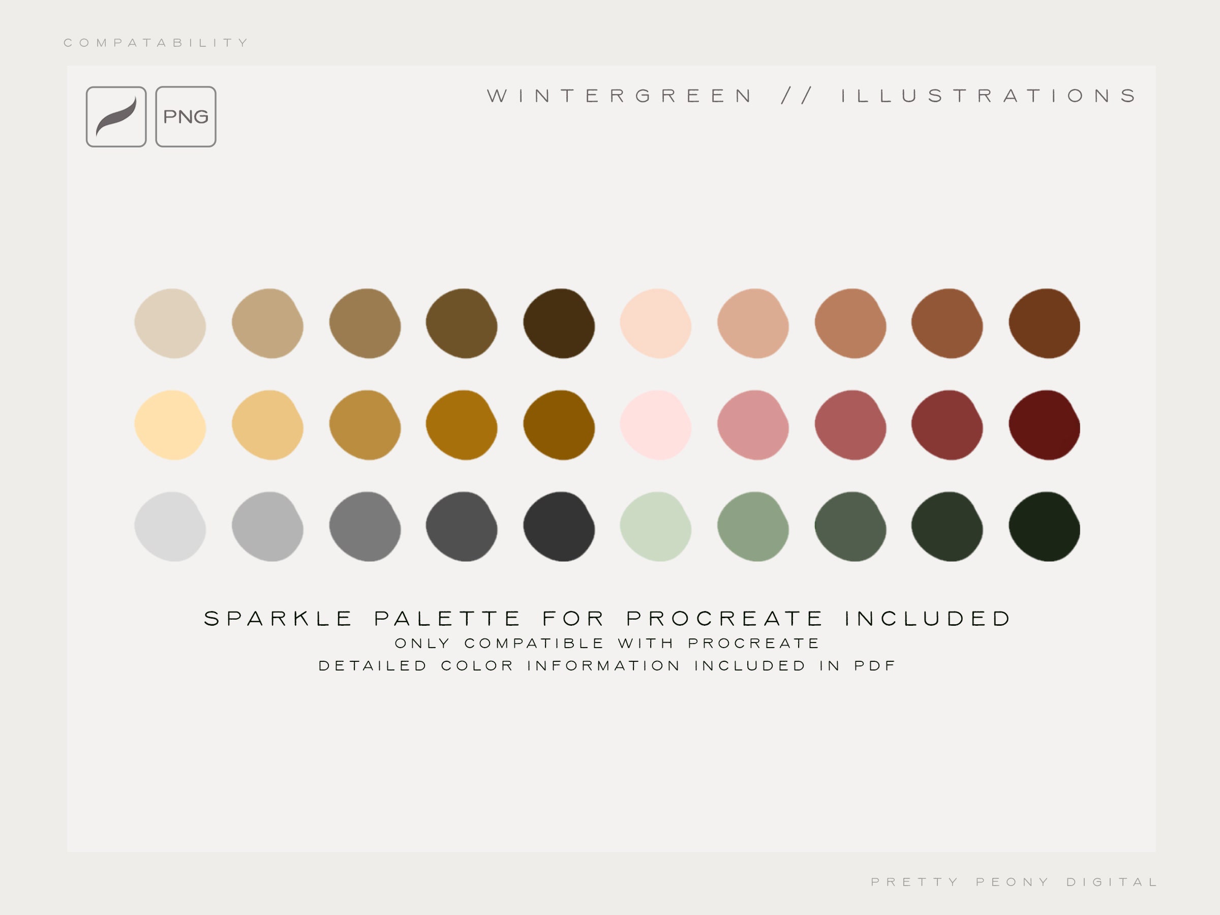 Wintergreen Procreate Stamp Set PNG Clipart Winter Clip - Etsy