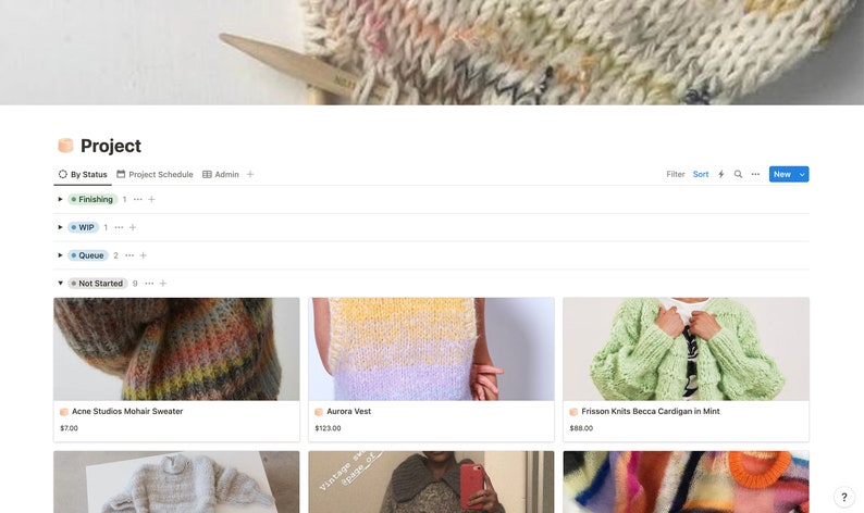 Knitting Project Management Notion Template - Etsy