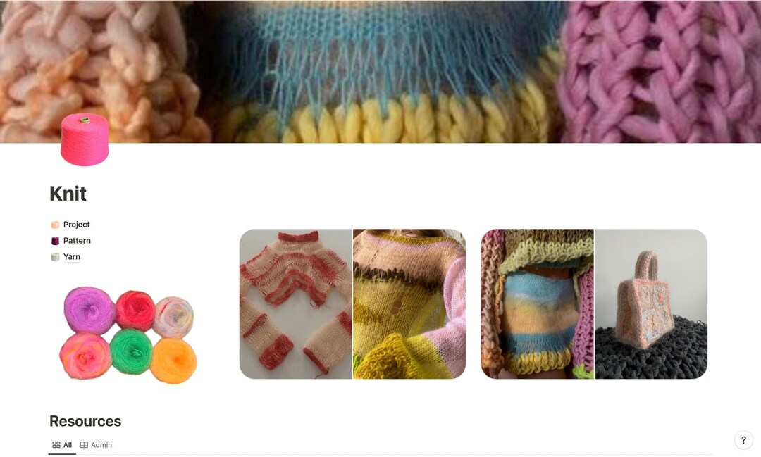 Knitting Project Management Notion Template - Etsy