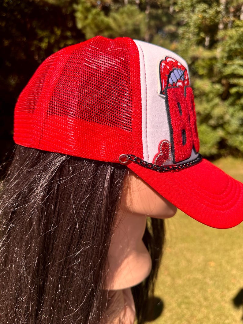 Custom Embroidered Trucker Hat: Red Chenille "boss" Patch - Etsy