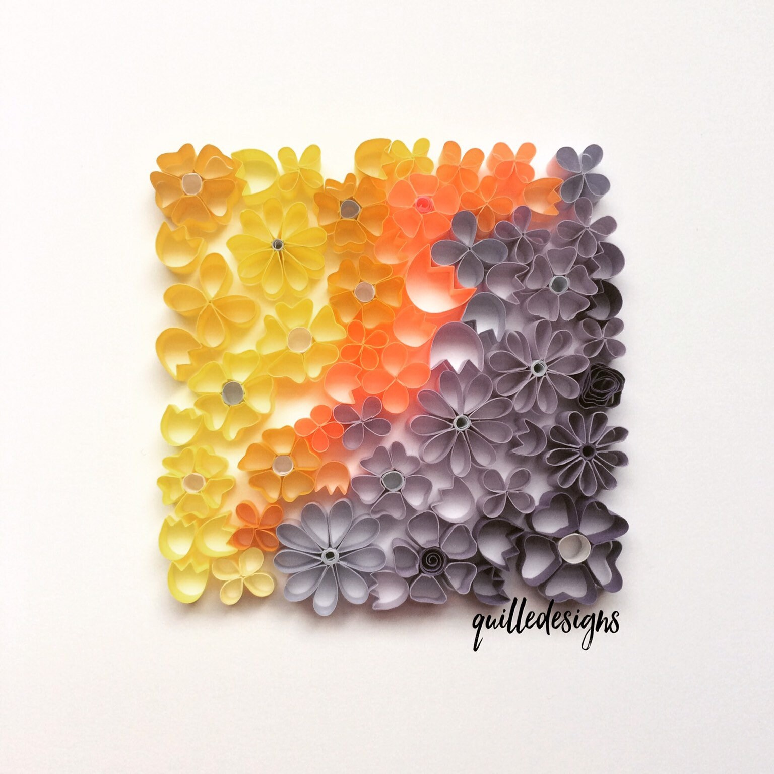 Flower Square Art, Framed Flower Artwork, Paper Flower Wall Art, Summer ...