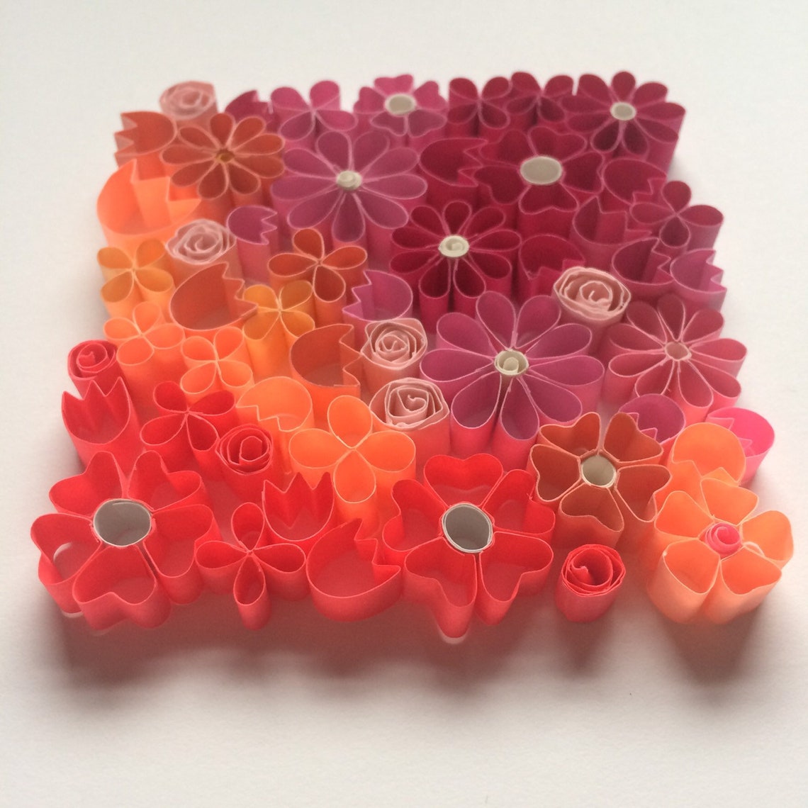 Flower Square Wall Art, Paper Flower Framed Art, Summer Birthday Gift ...