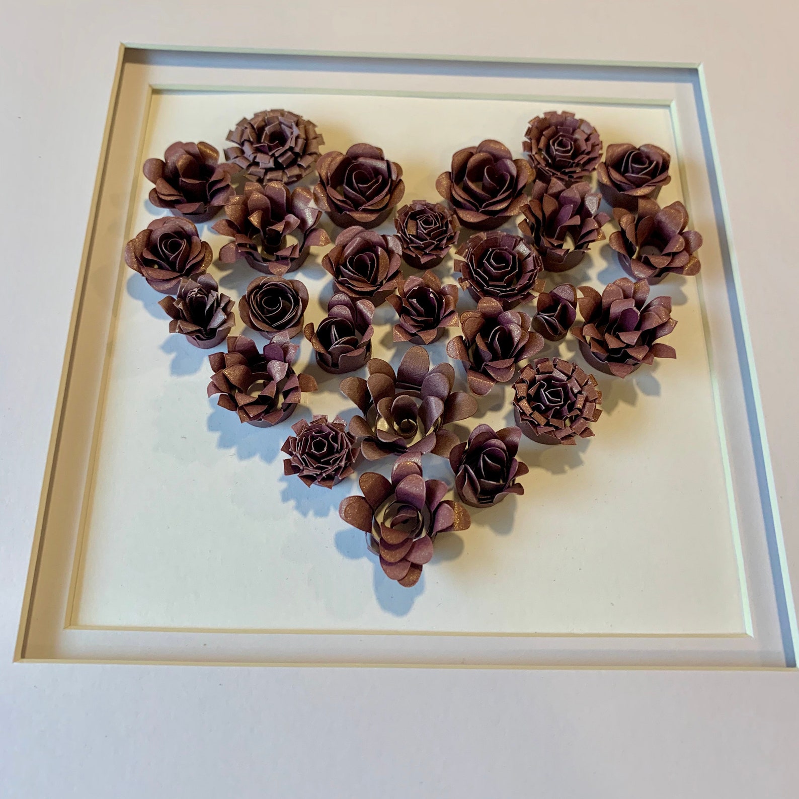 Pearlescent Purple Flower Heart Framed Heart Art Love - Etsy