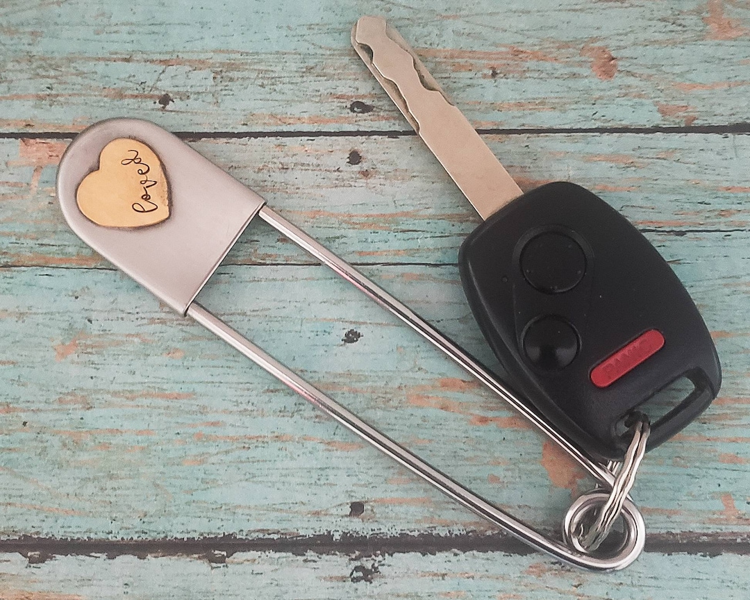 Safety Pin Keychain, Purse Clip, Hand-stamped Gift, Blanket Pin, Jumbo ...