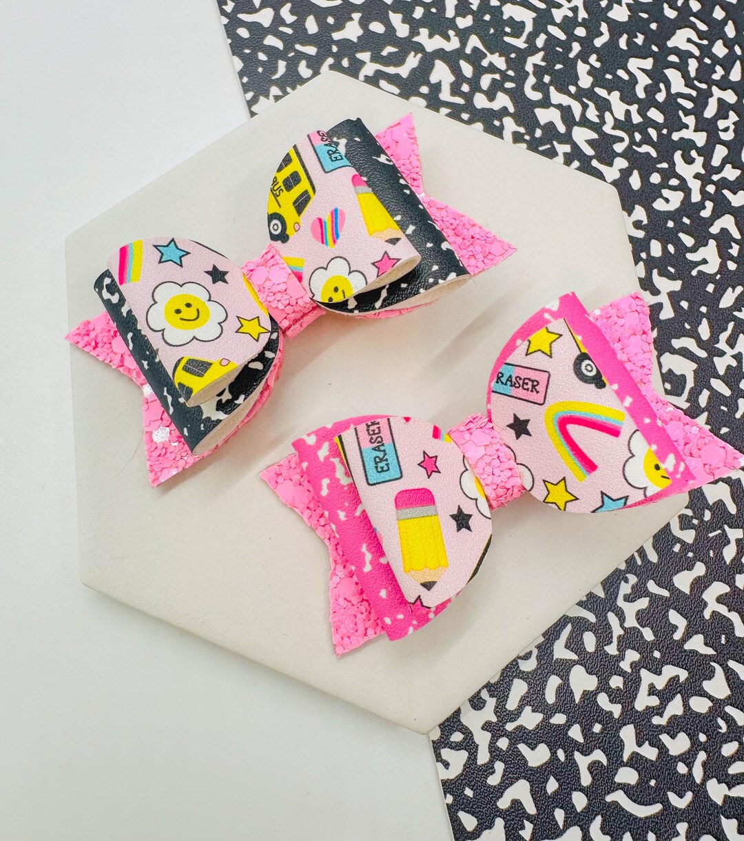 Back to School Hair Bows, School Bus Bows, Hair Bows for School, Back ...