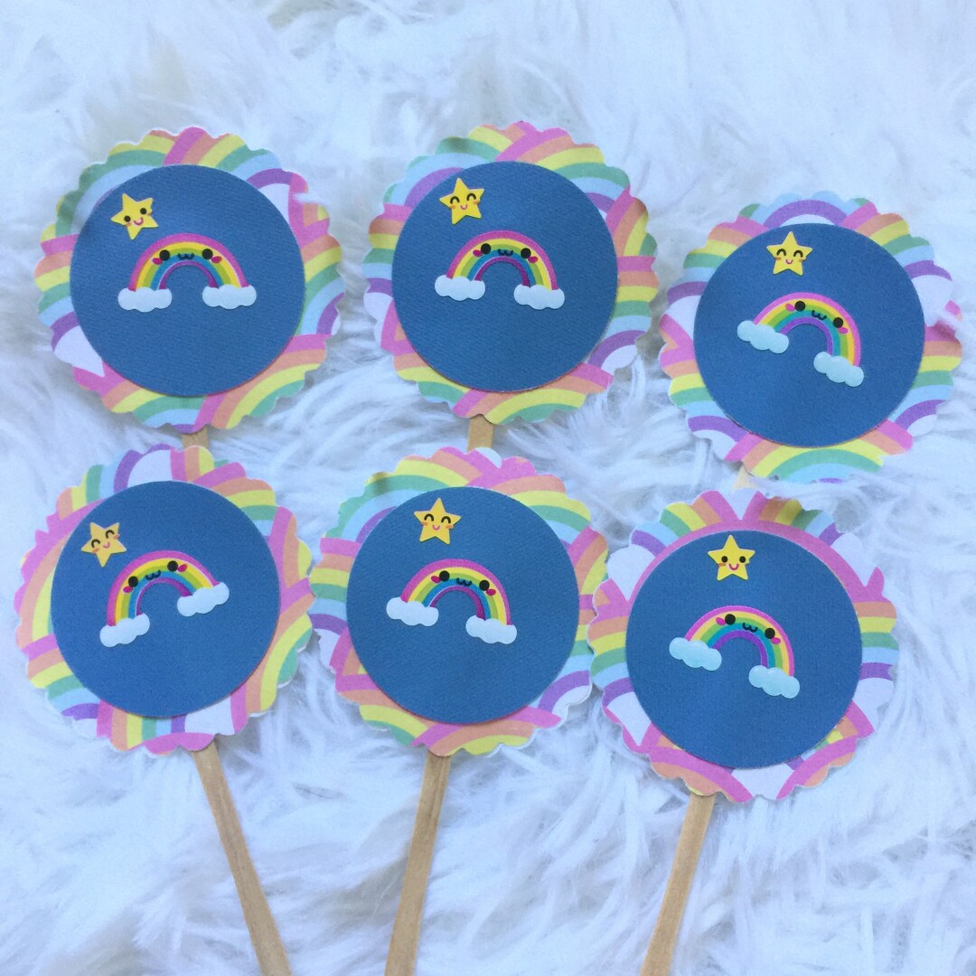 Rainbow Cupcake Toppers Rainbow Cake Topper Rainbow Party - Etsy
