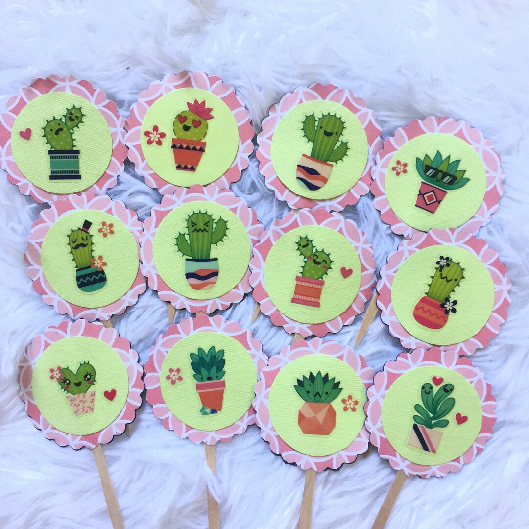 Cactus Cupcake Toppers Cactus Party Cactus Topper Cactus - Etsy