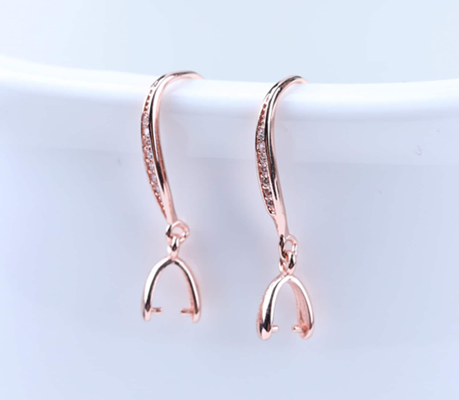 925 Sterling Silver Earring Base White Gold PlatedRose Gold | Etsy