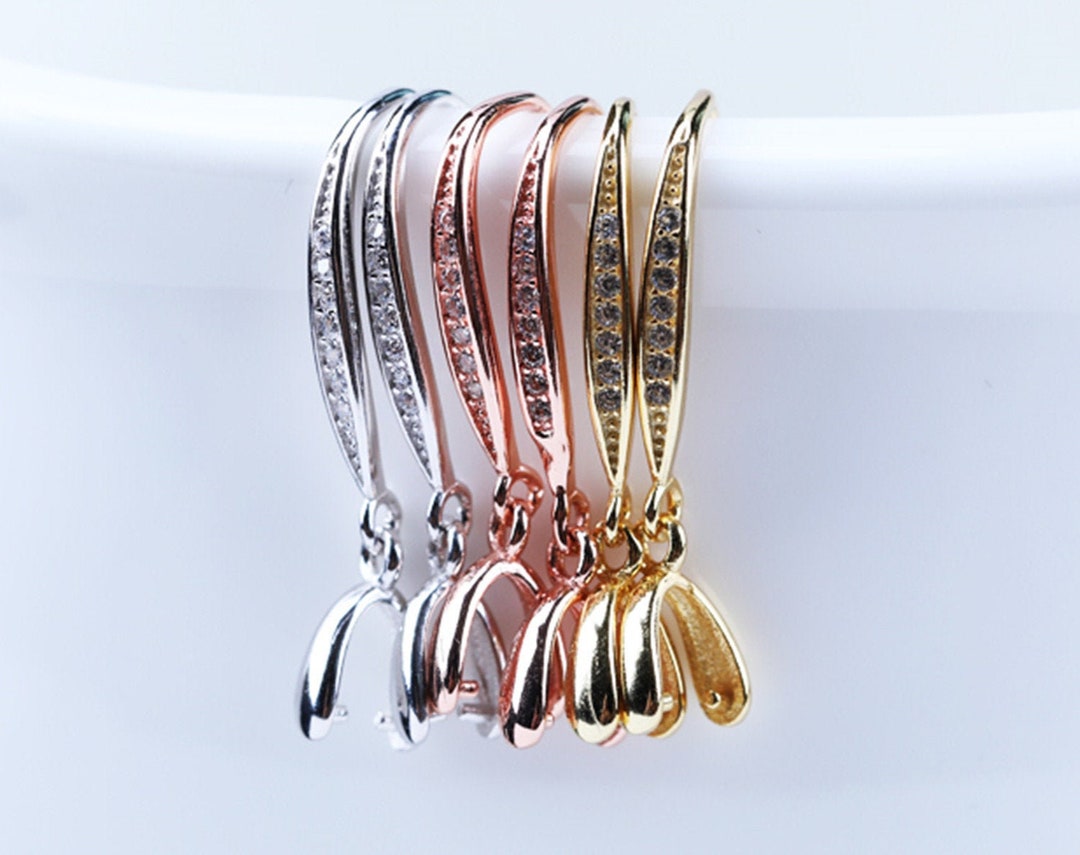 925 Sterling Silver Earring Base White Gold Plated,rose Gold Plated and ...