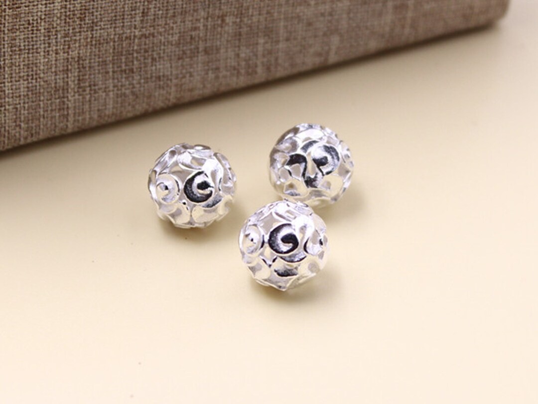 8mm 10mm 12mm Sterling Silver Spacer Bead, Sterling Silver Round Bead ...