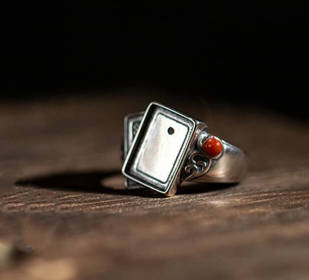 Mens Ring Blank 812mm 913mm 1015m.vintage Silver Men's Ring Blank Rectangle Ring Base Ring ...