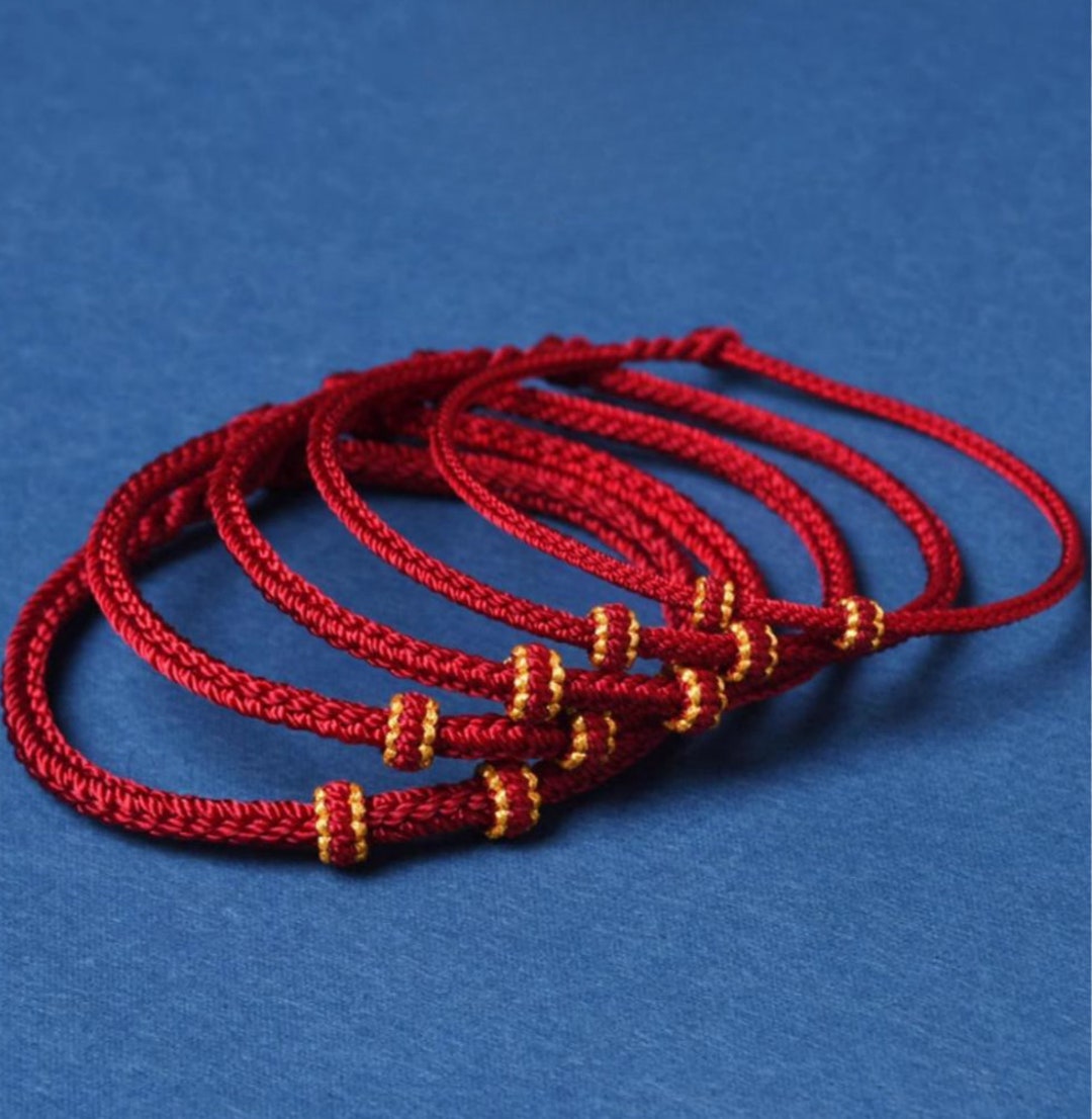 Semi-finished Red Handmade Braided Bracelet for Men and Women,red Rope ...