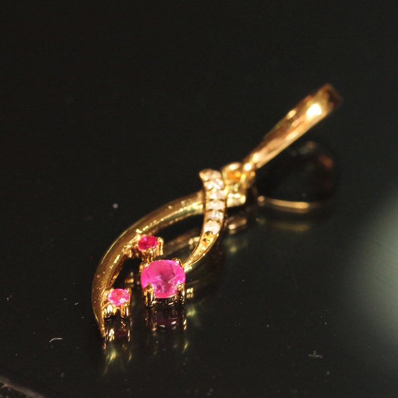 Genuine Ruby Gemstone Pendant Solid 18k Yellow gold Natural | Etsy