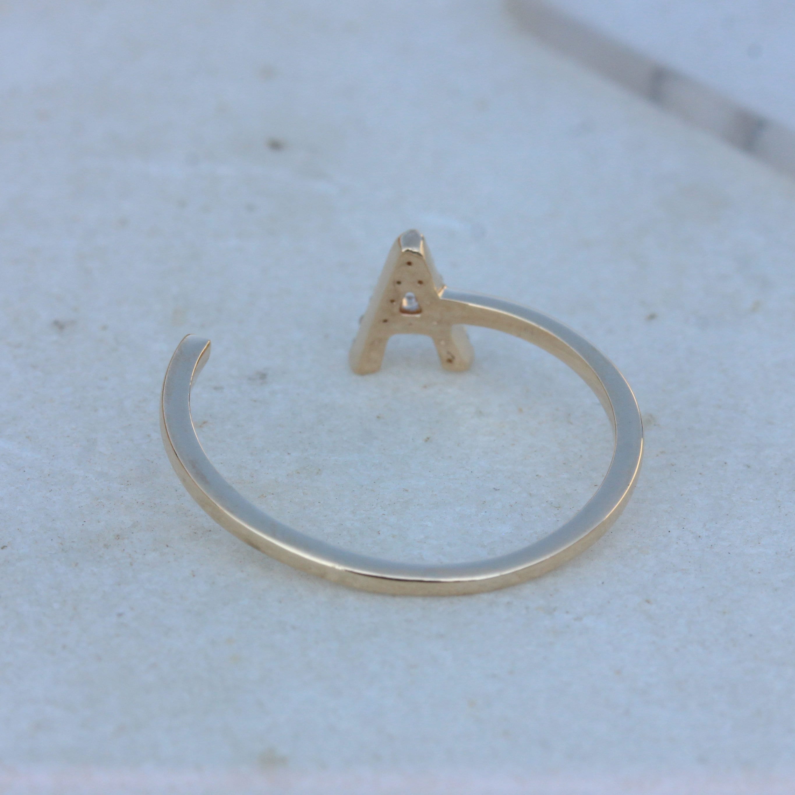 Solid 18k Yellow Gold Initial Letter A Open Alphabets Band | Etsy