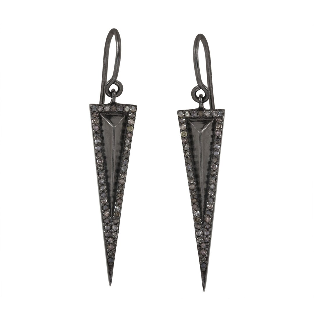 Besondere Echt Pave Diamant Spike Haken Ohrringe Massiv 925 - Etsy.de