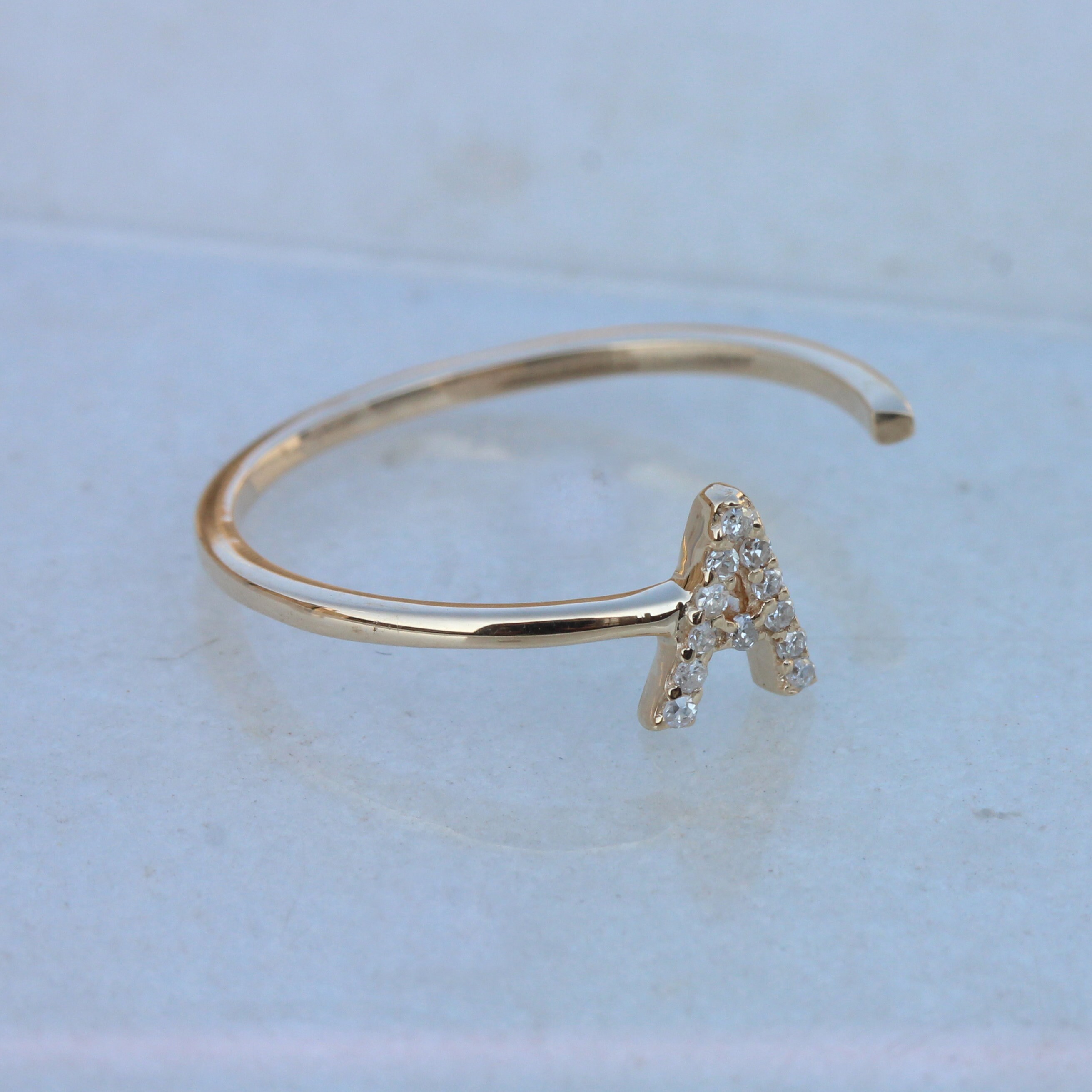 Solid 18k Yellow Gold Initial Letter A Open Alphabets Band | Etsy