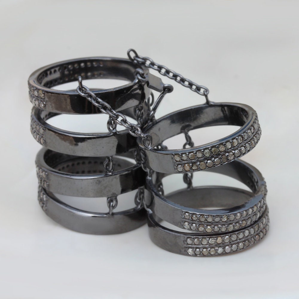 Special Genuine Pave Diamond Knuckle Ring 925 Sterling Silver - Etsy