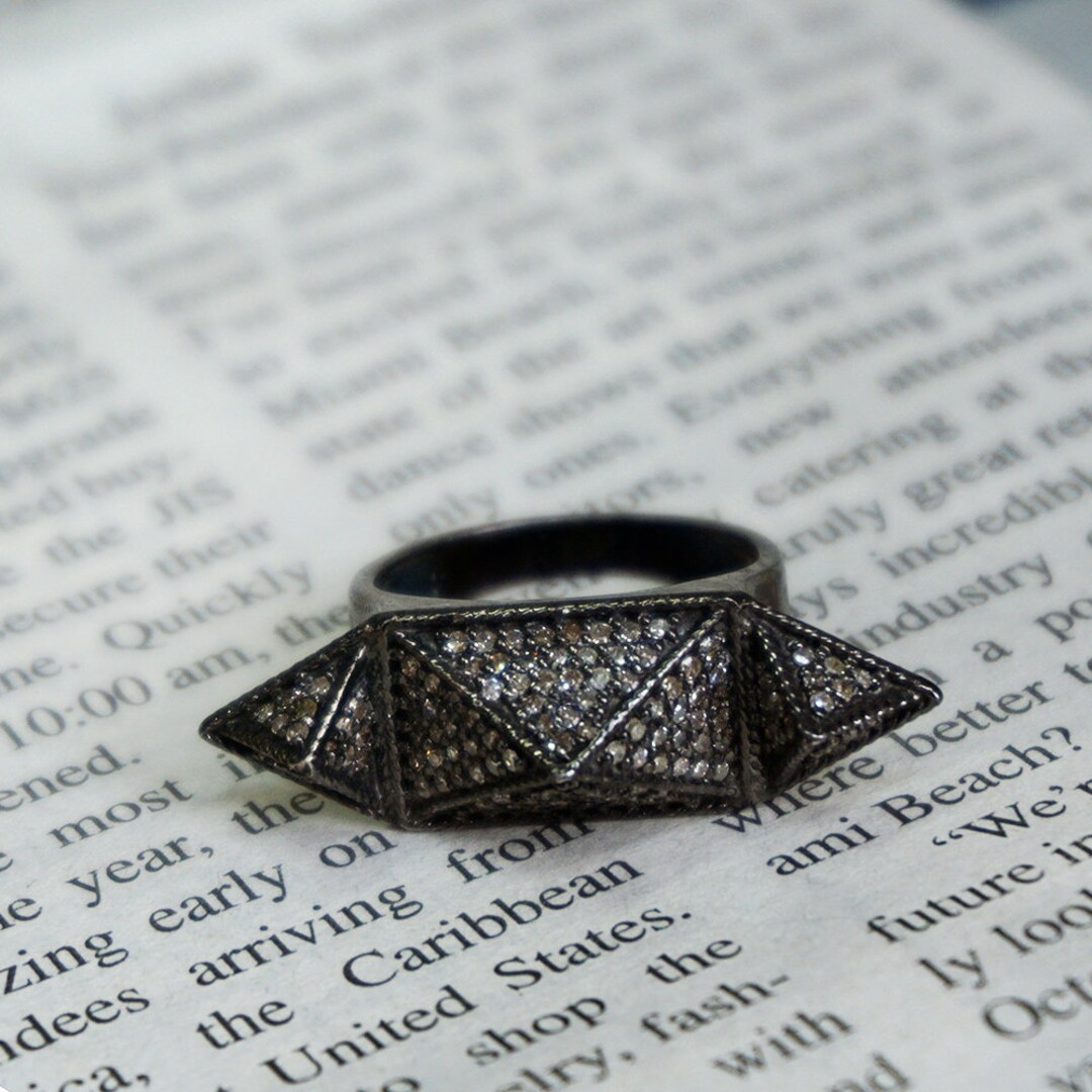 Genuine 2.15 Ct Pave Diamond Pyramid Shaped Ring 925 Sterling - Etsy