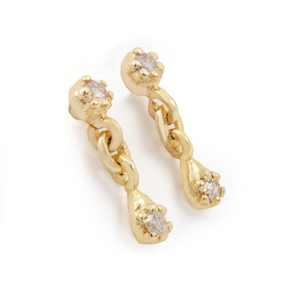 Natural Real Diamond Stud Earrings Solid 14K Yellow Gold Delicate Handmade Minimalist Fine Jewelry Mother s Day Gift for Woman s Etsy