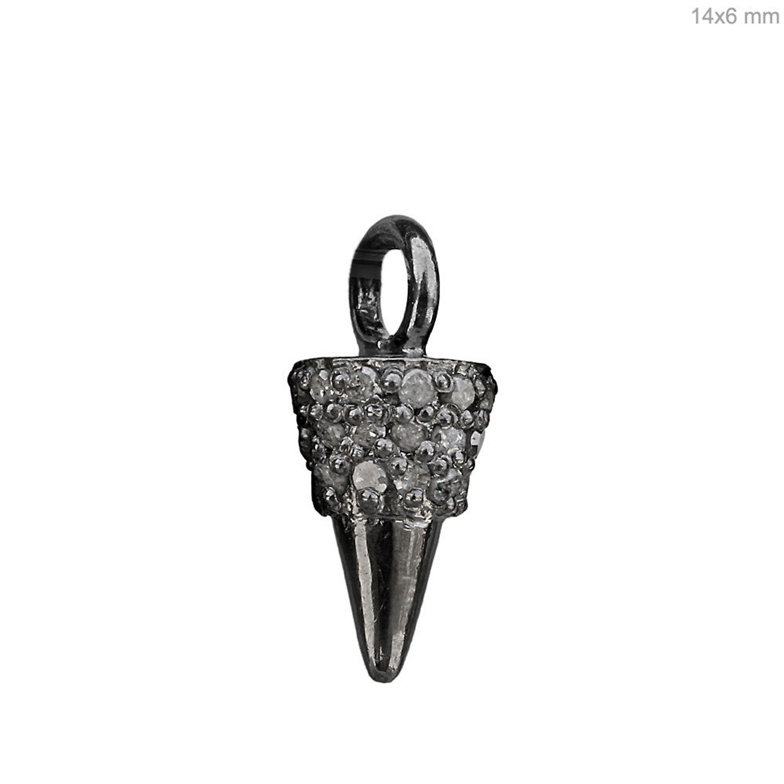 Solid 925 Sterling Silver Natural Pave Diamond Spike Dangle & | Etsy