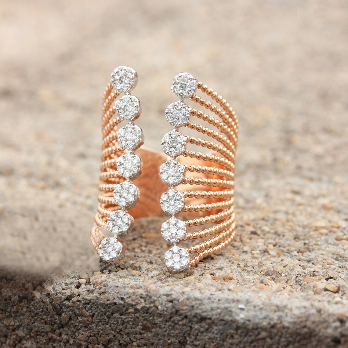 Exquisite Diamond 18k Yellow Gold Statement Ring for Her - Etsy