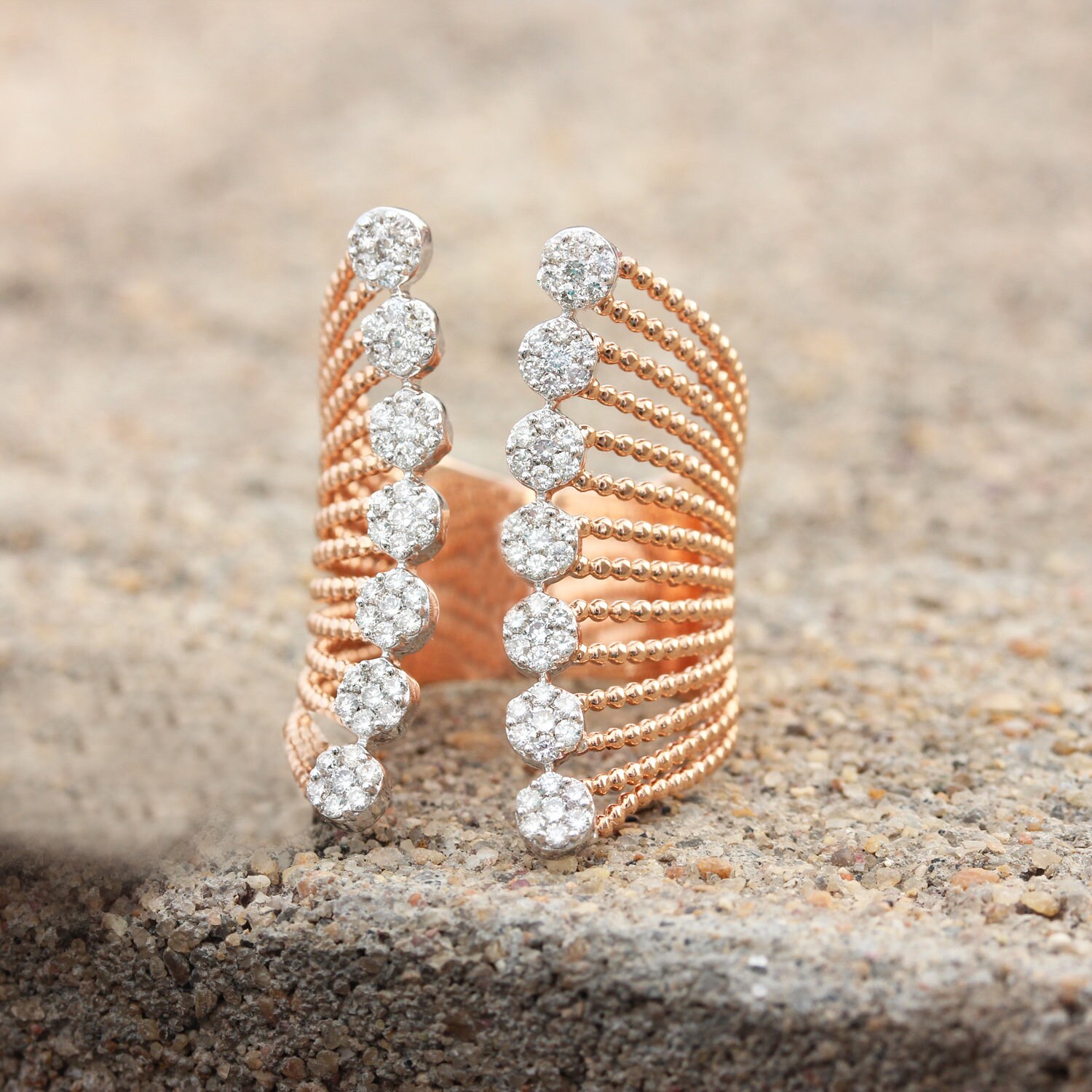 Exquisite Diamond 18k Yellow Gold Statement Ring for Her - Etsy