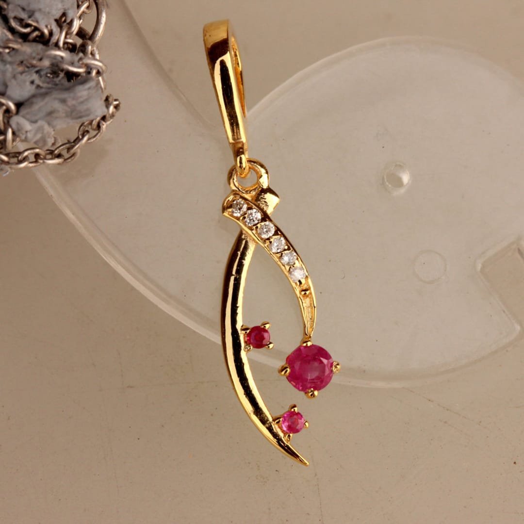 Genuine Ruby Gemstone Pendant Solid 18k Yellow Gold Genuine Certified ...
