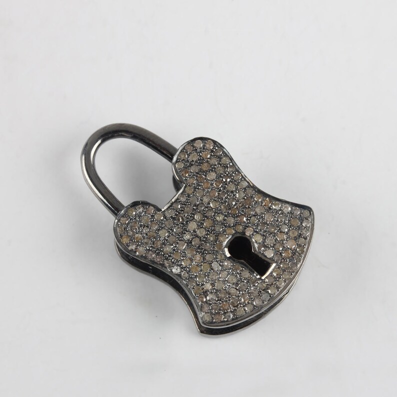 Natural 1.1 Ct Pave Diamond Padlock Pendant 925 Sterling - Etsy
