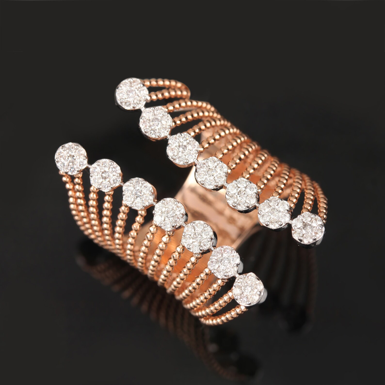 Exquisite Diamond 18k Yellow Gold Statement Ring for Her - Etsy