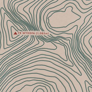 Eryri snowdonia Topograhic Map Poster Cymru wales Hiking Vintage ...