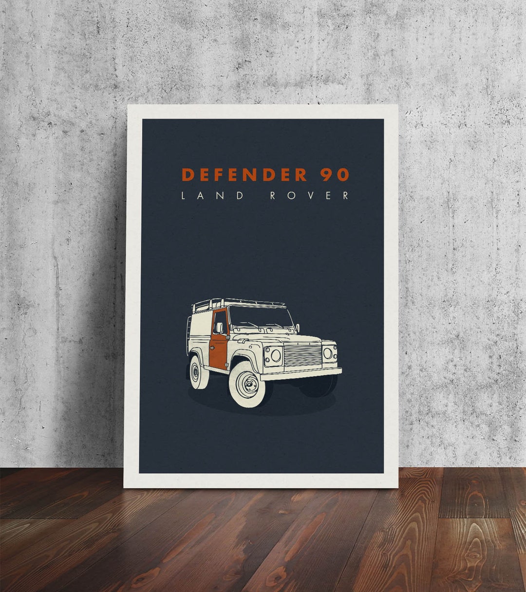 Defender 90 Landrover Poster, Landy Contemporary Digital Illustration ...