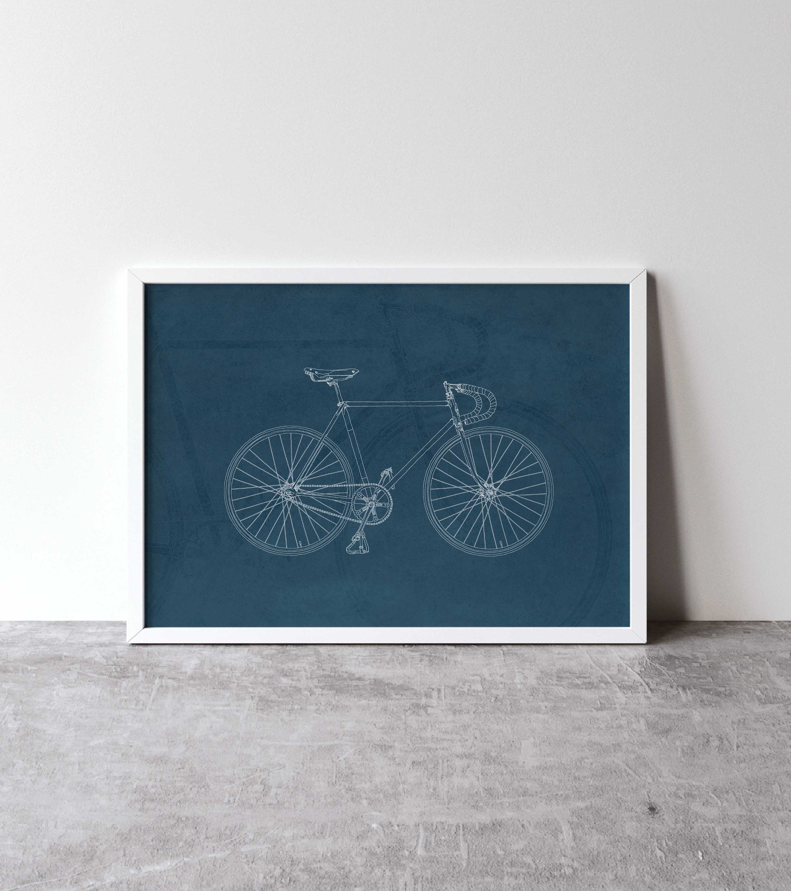 Bicycle Vintage Poster / Blue Print Digital Illustration of | Etsy