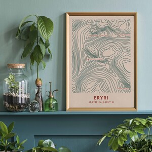 Eryri snowdonia Topograhic Map Poster Cymru wales Hiking Vintage ...